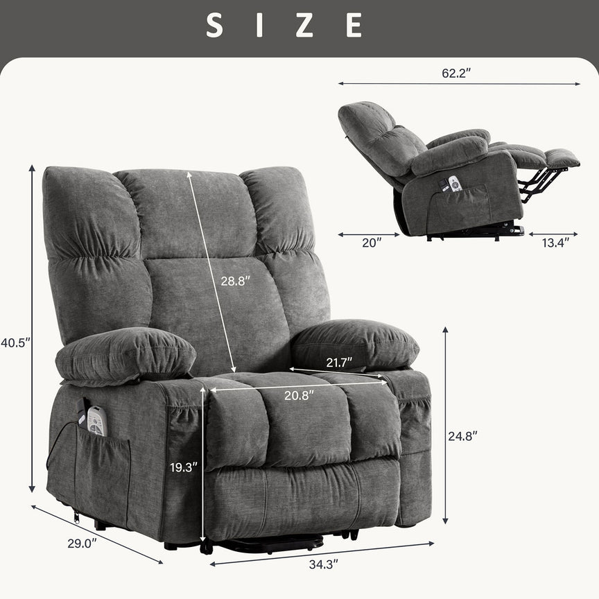 JONPONY Power Lift Recliner Chair Recliners for Elderly with Heat and ...